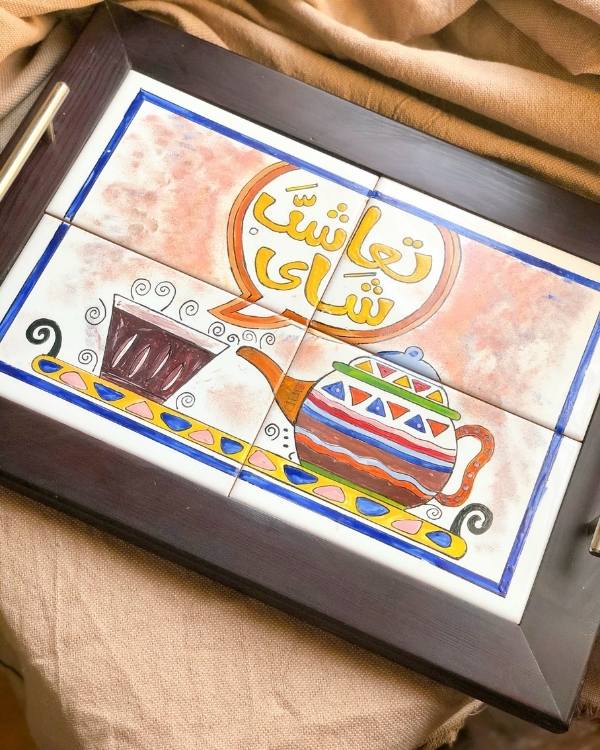 Ceramic Tiles Tea Wooden Tray | DECOBATE